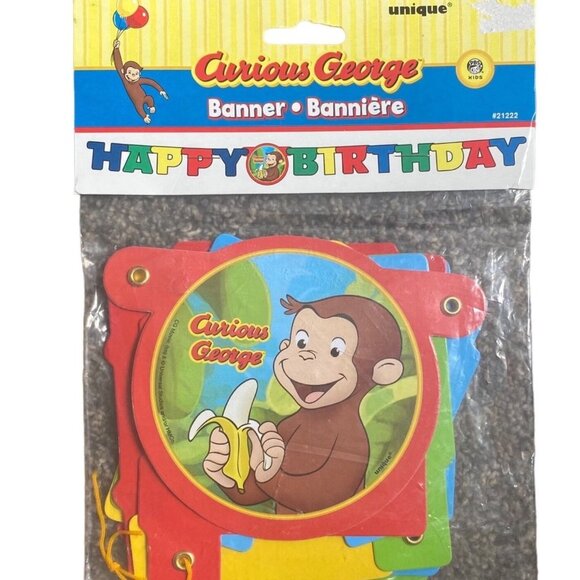 Unique | Party Supplies | Curious George Happy Birthday Party Banner ...